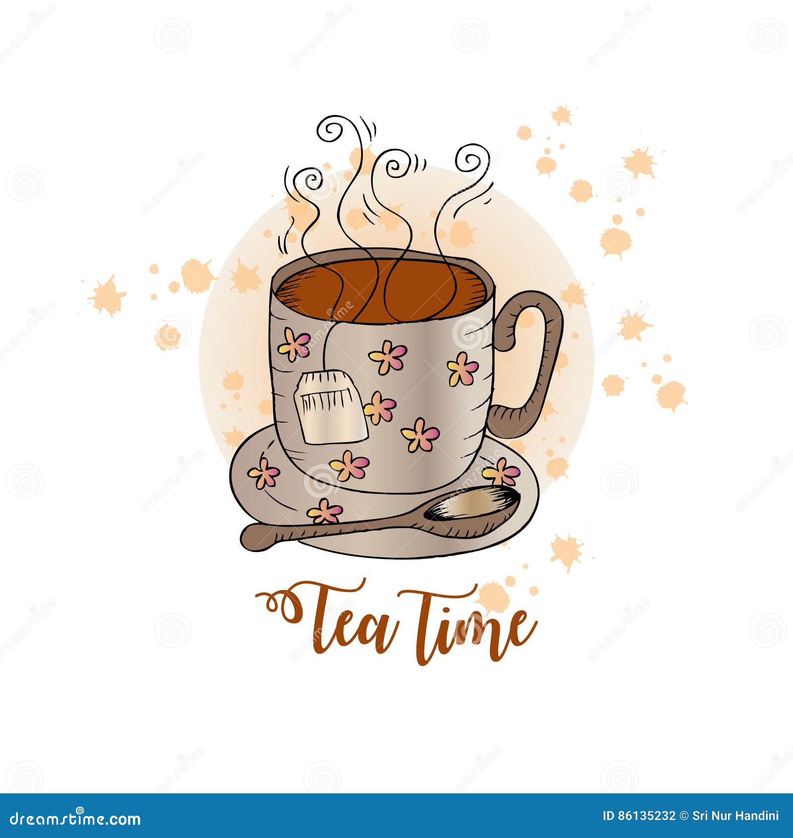 Tea card. Tea time stock illustration. Illustration of brown - 86135232