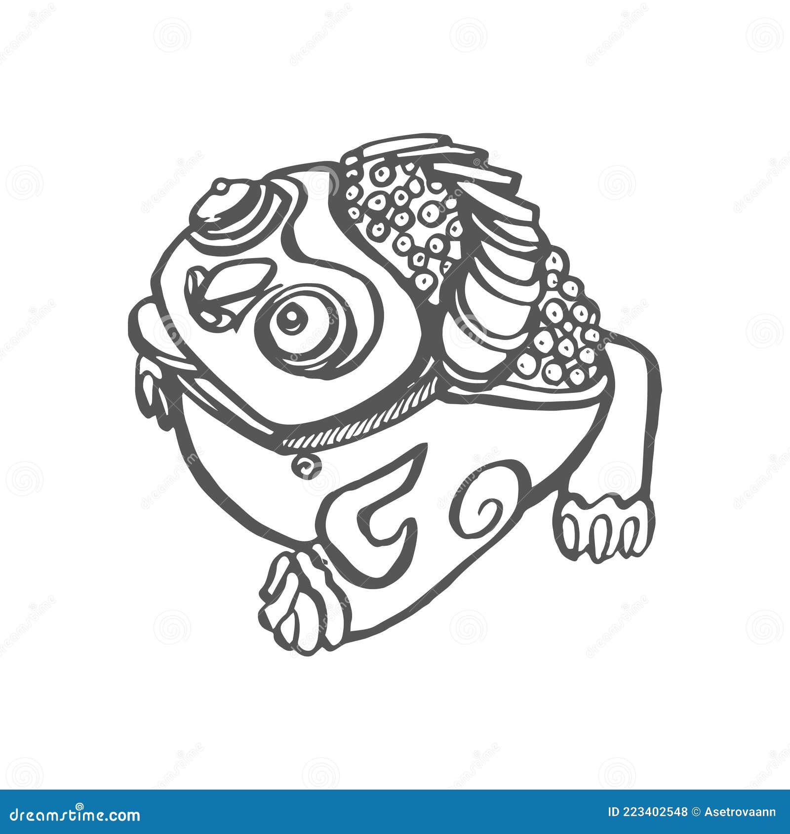 Tea Ceremony. Tea Figurine China Frog. Vector Hand Drawn Illustration ...