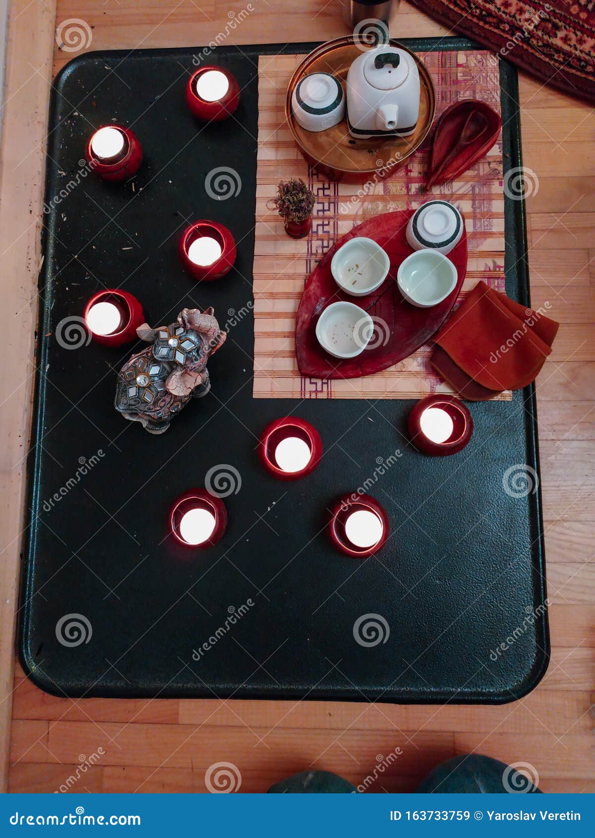 Tea Ceremony Performance at Chinese Room Interior Stock Image - Image ...