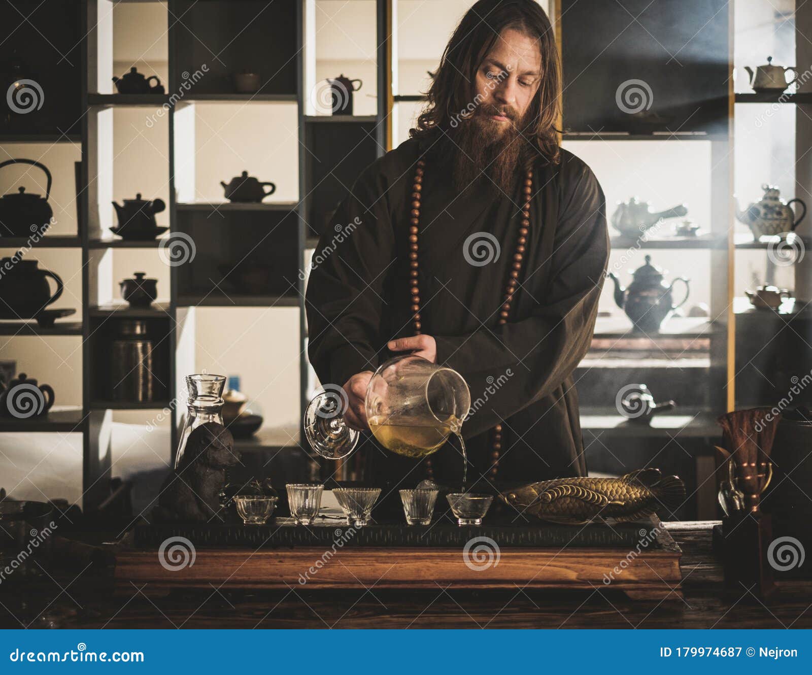 Tea Ceremony is Performed by Tea Master Stock Image - Image of ceramic ...