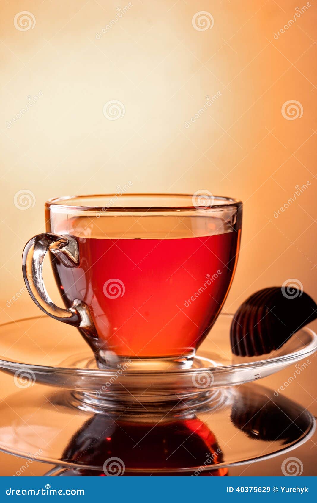 Tea with chocolate candy stock image. Image of cafeteria - 40375629