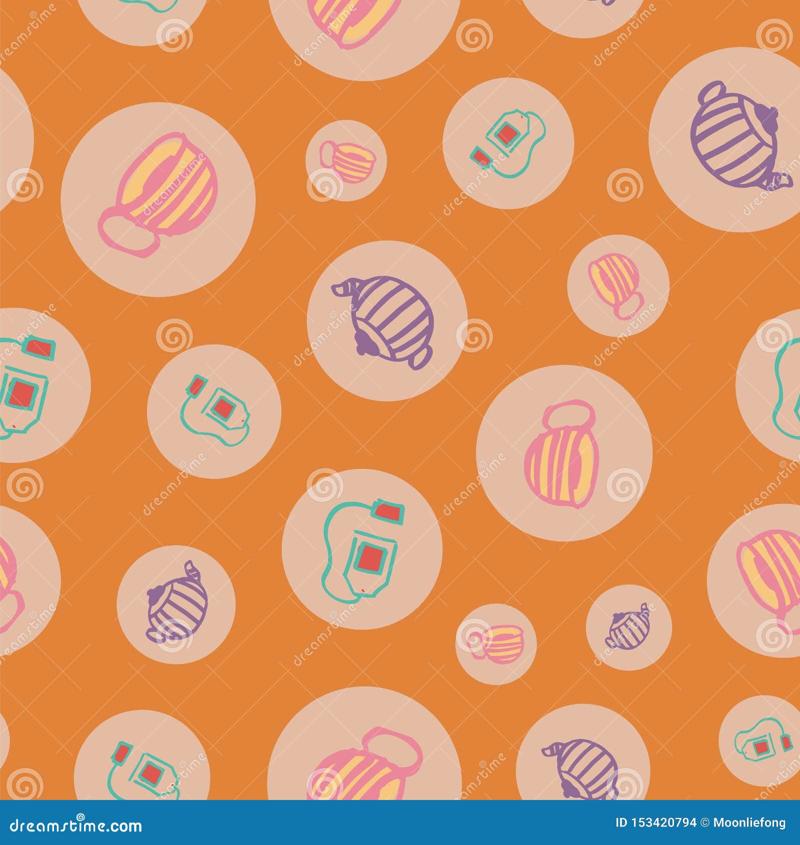 Tea Circle Seamless Pattern Design Stock Vector - Illustration of ...