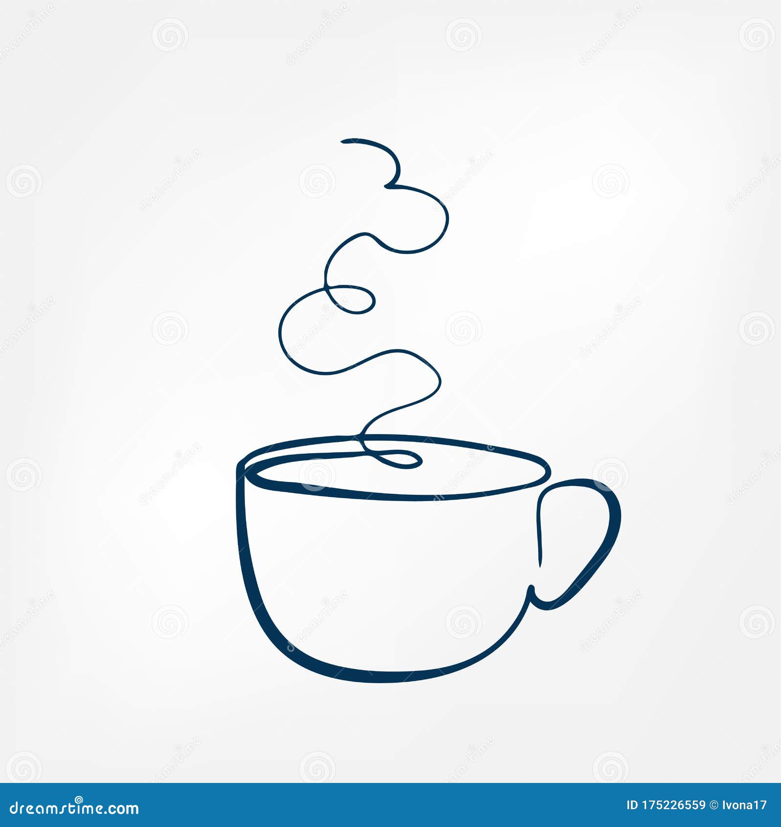 Tea Coffee Cup One Line Vector Design Element Isolated Stock ...