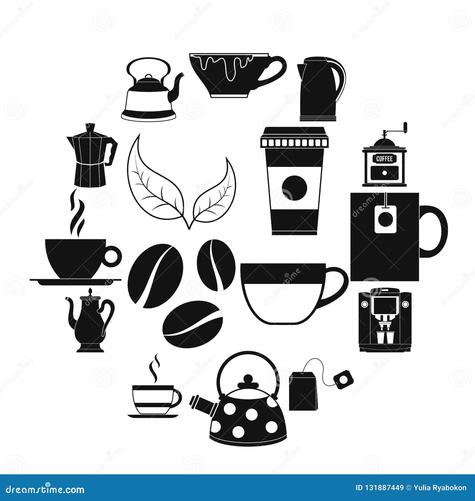Tea and Coffee Icons set stock vector. Illustration of macchiato ...