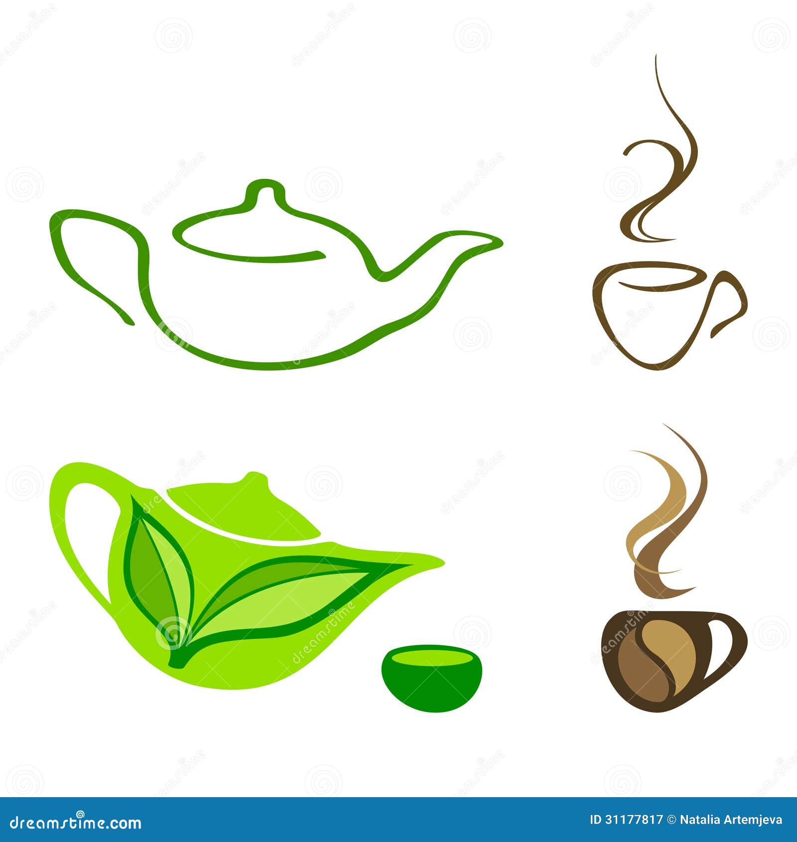 Tea and coffee icons stock vector. Illustration of herbal - 31177817