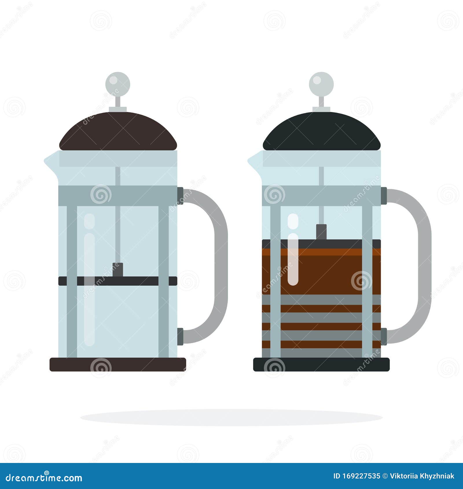 Tea and Coffee Pot with a Piston Vector Flat Isolated Stock Vector ...