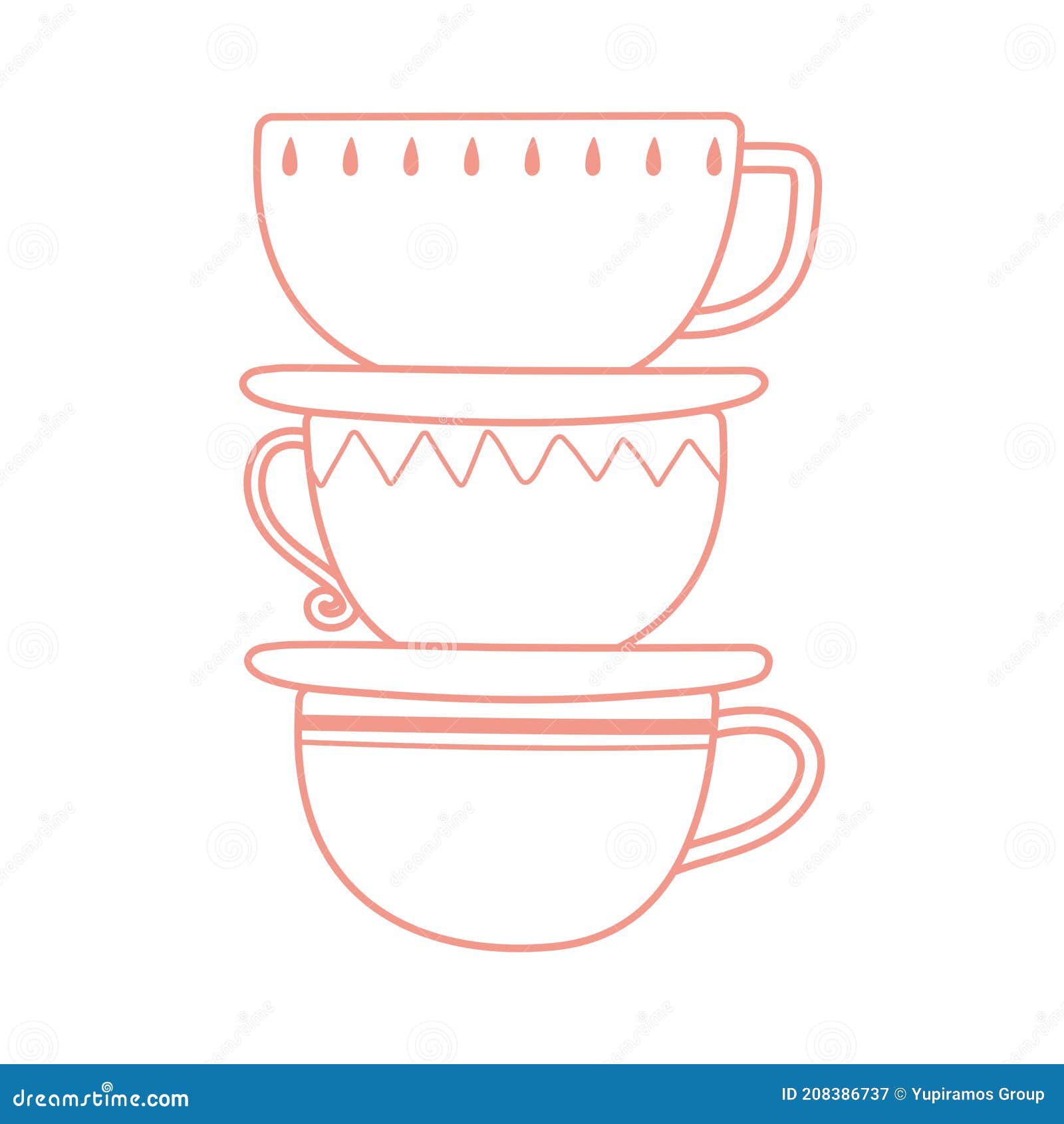 Tea and Coffee Stack of Cups Icon Line Style Stock Vector ...