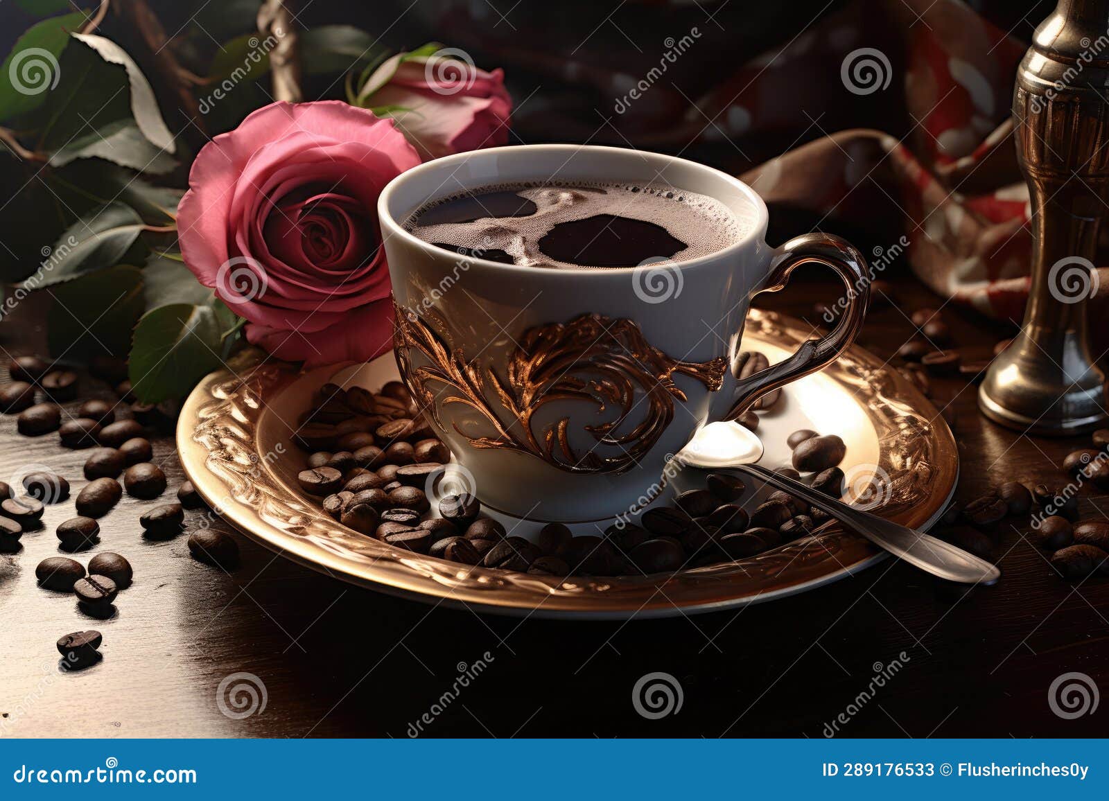 Tea and Coffee Table Styled with Rose Stock Illustration - Illustration ...