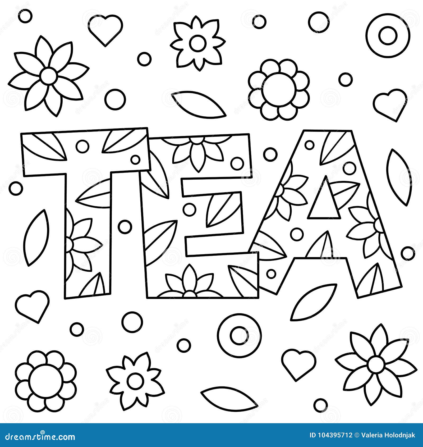 Tea. Coloring Page. Vector Illustration. Stock Vector - Illustration of ...
