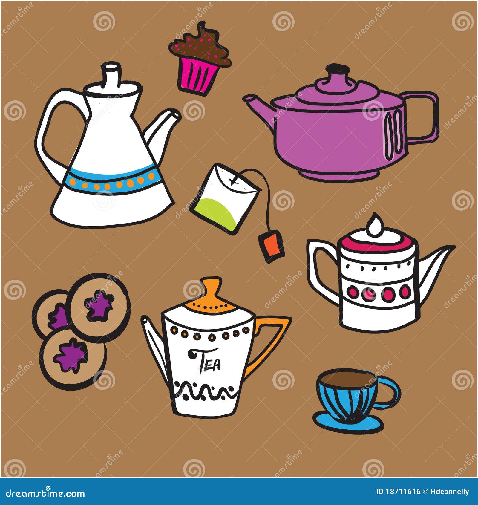 Tea and cookies stock illustration. Illustration of outline - 18711616