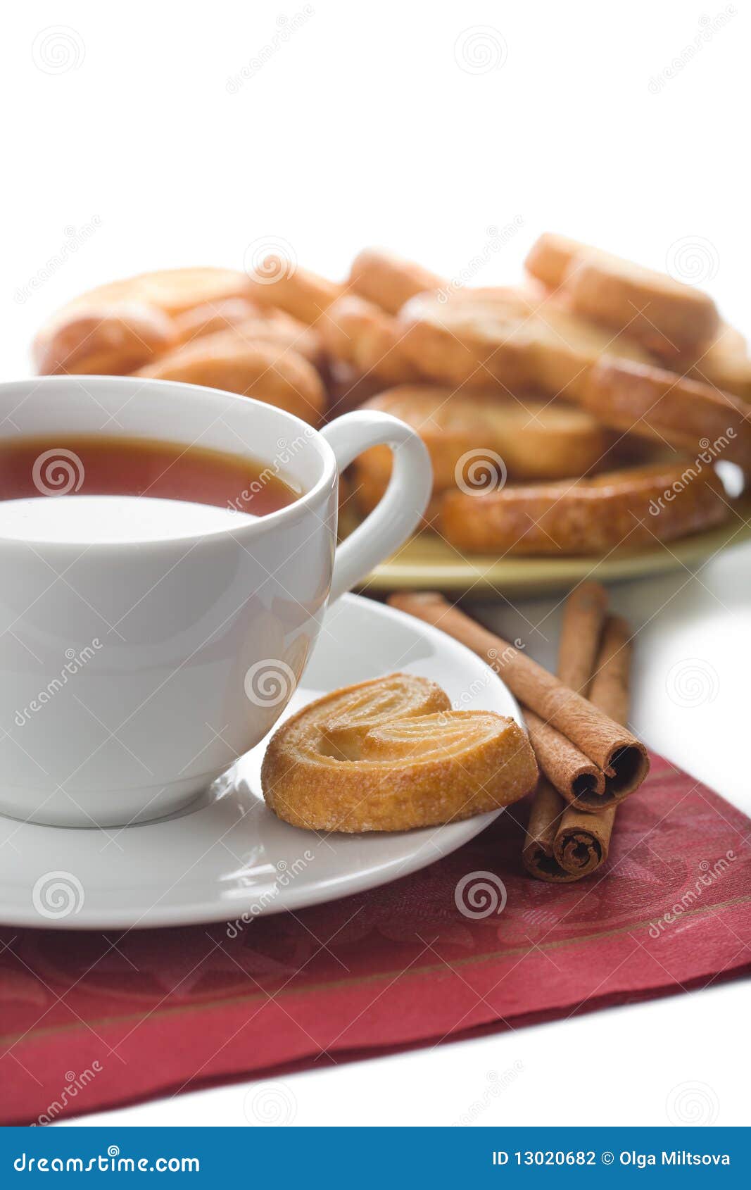 Tea and cookies isolated stock photo. Image of aromatic - 13020682