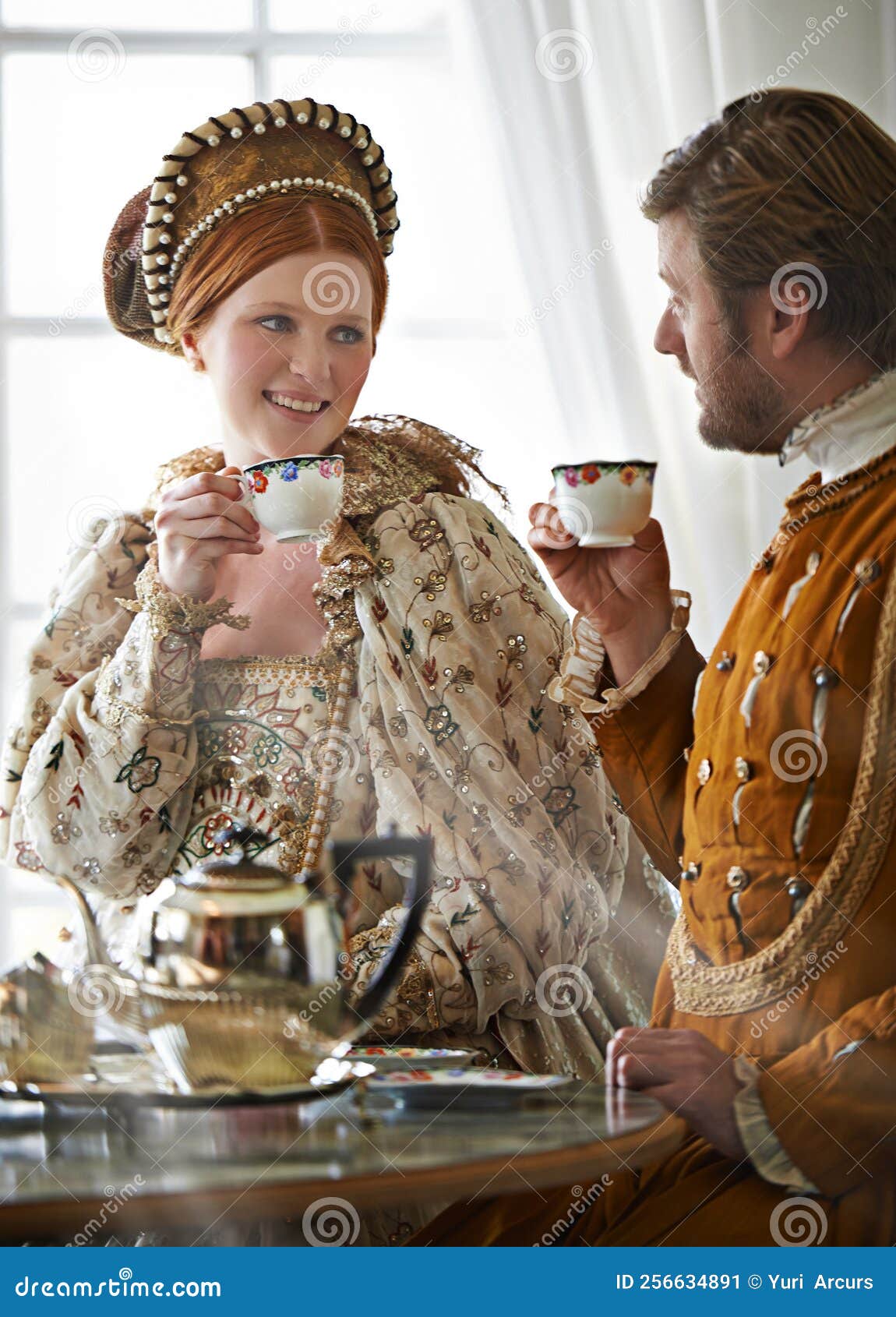 Tea with the Countess. a King and Queen Taking Tea Together at Home ...