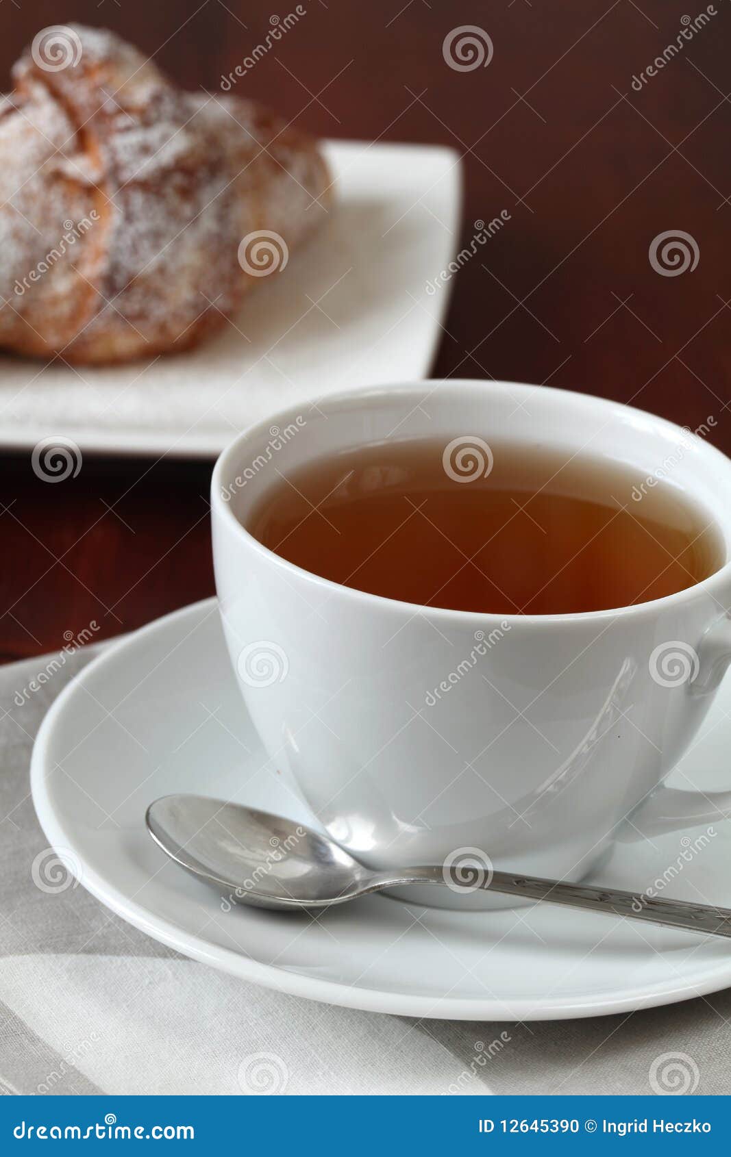 Tea and croissant stock photo. Image of tasty, breakfast - 12645390