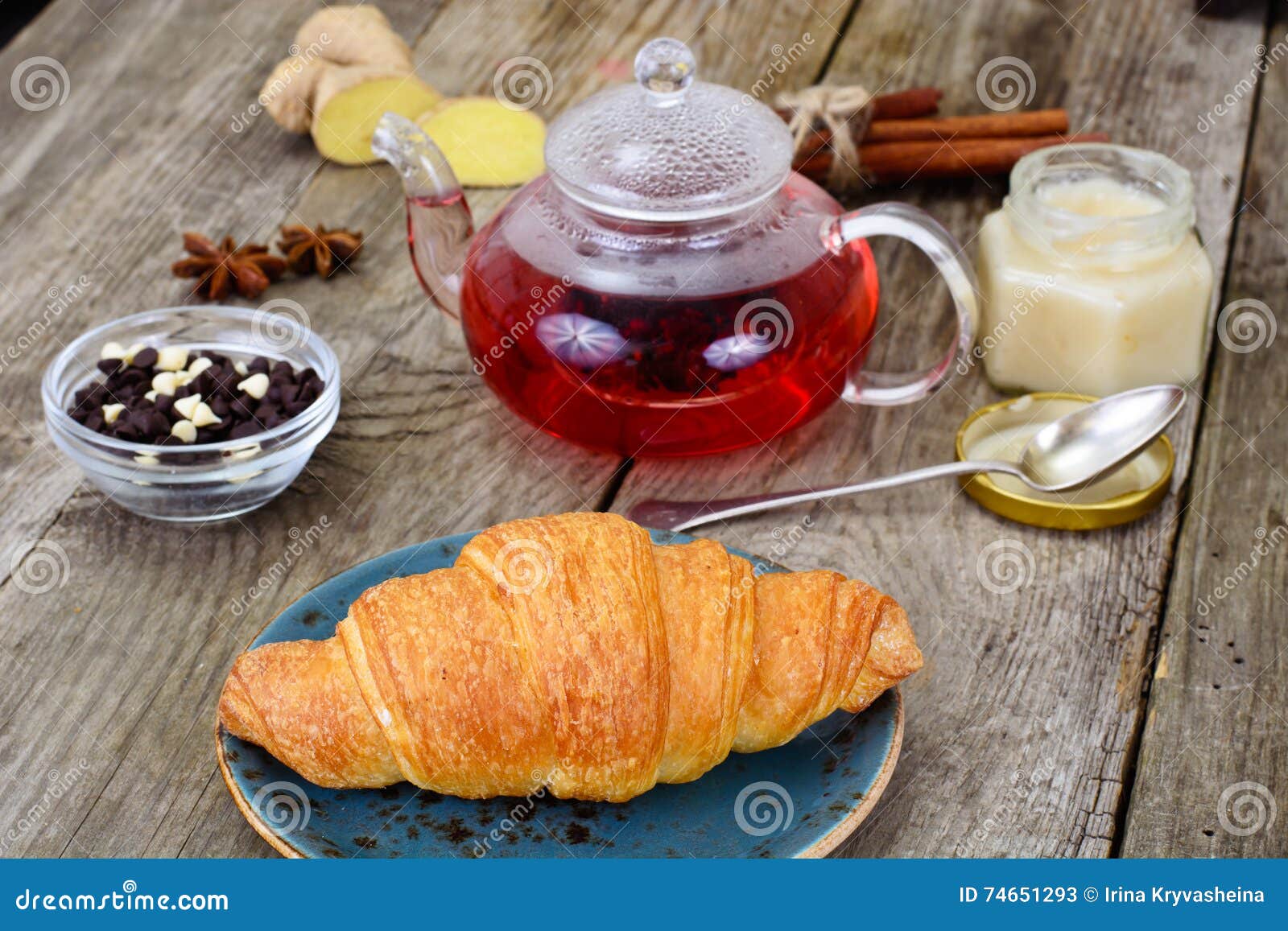 Tea and Croissant. French Breakfast Stock Image - Image of croissant ...