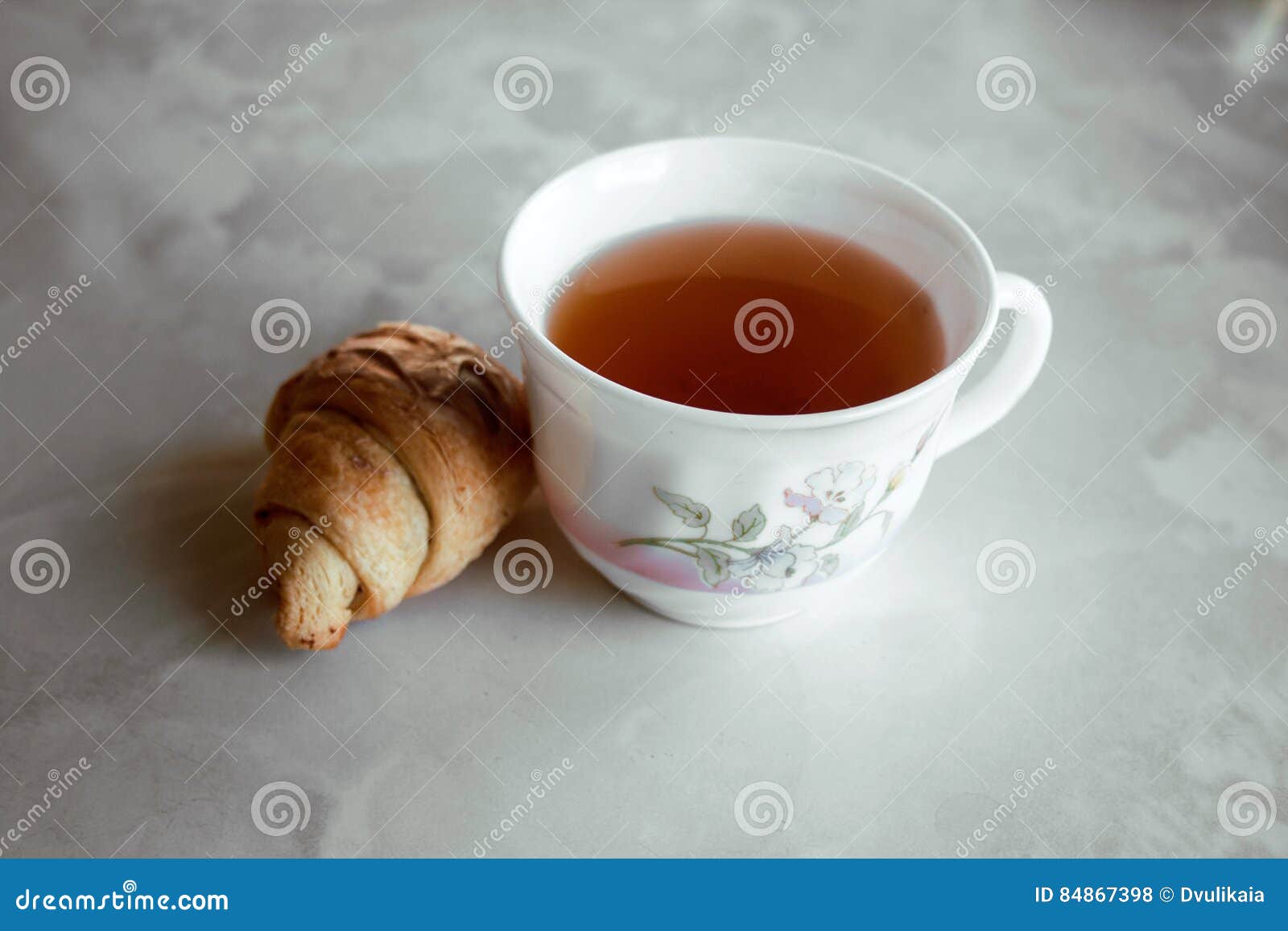 Tea and croissant stock photo. Image of pastries, lunch - 84867398