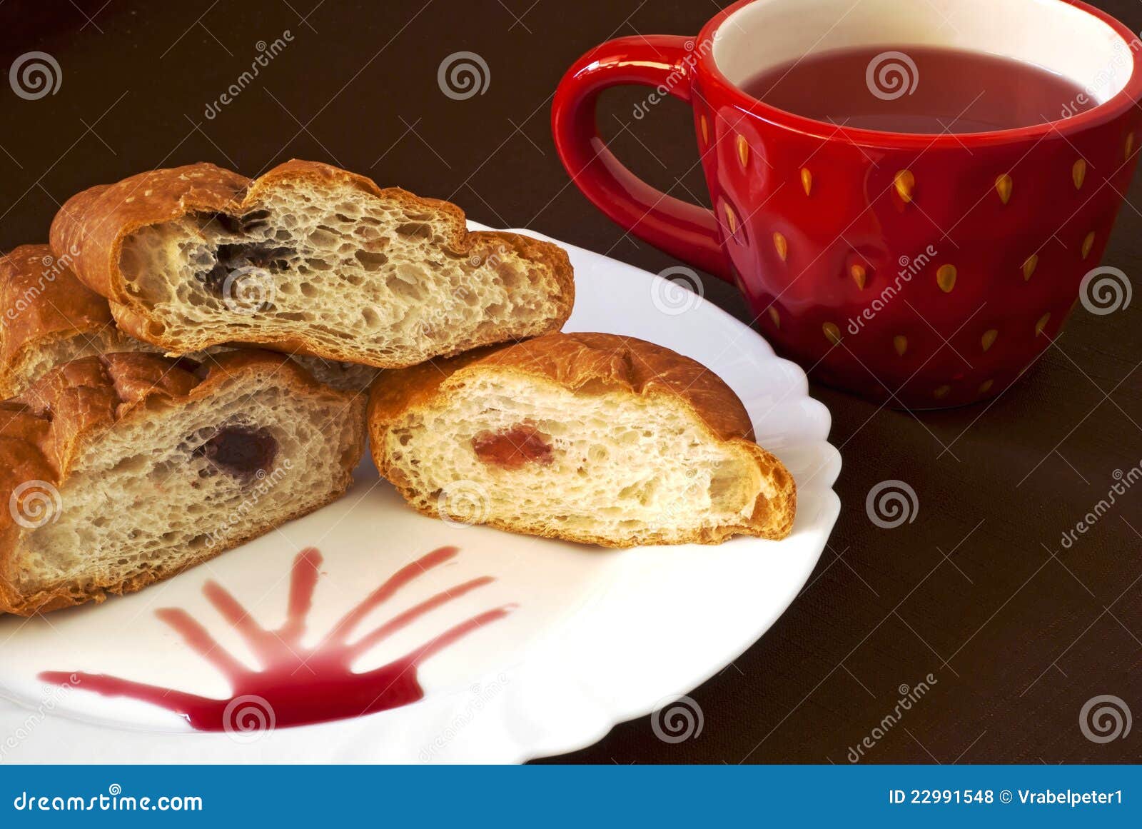 Tea and croissants stock photo. Image of saucer, decorative - 22991548