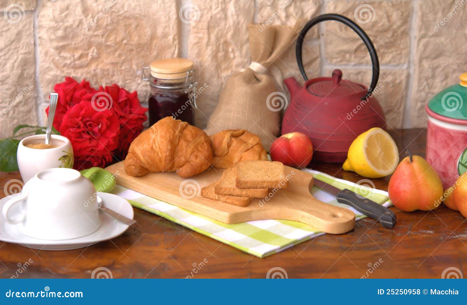 Tea and croissants stock photo. Image of relax, teapot - 25250958