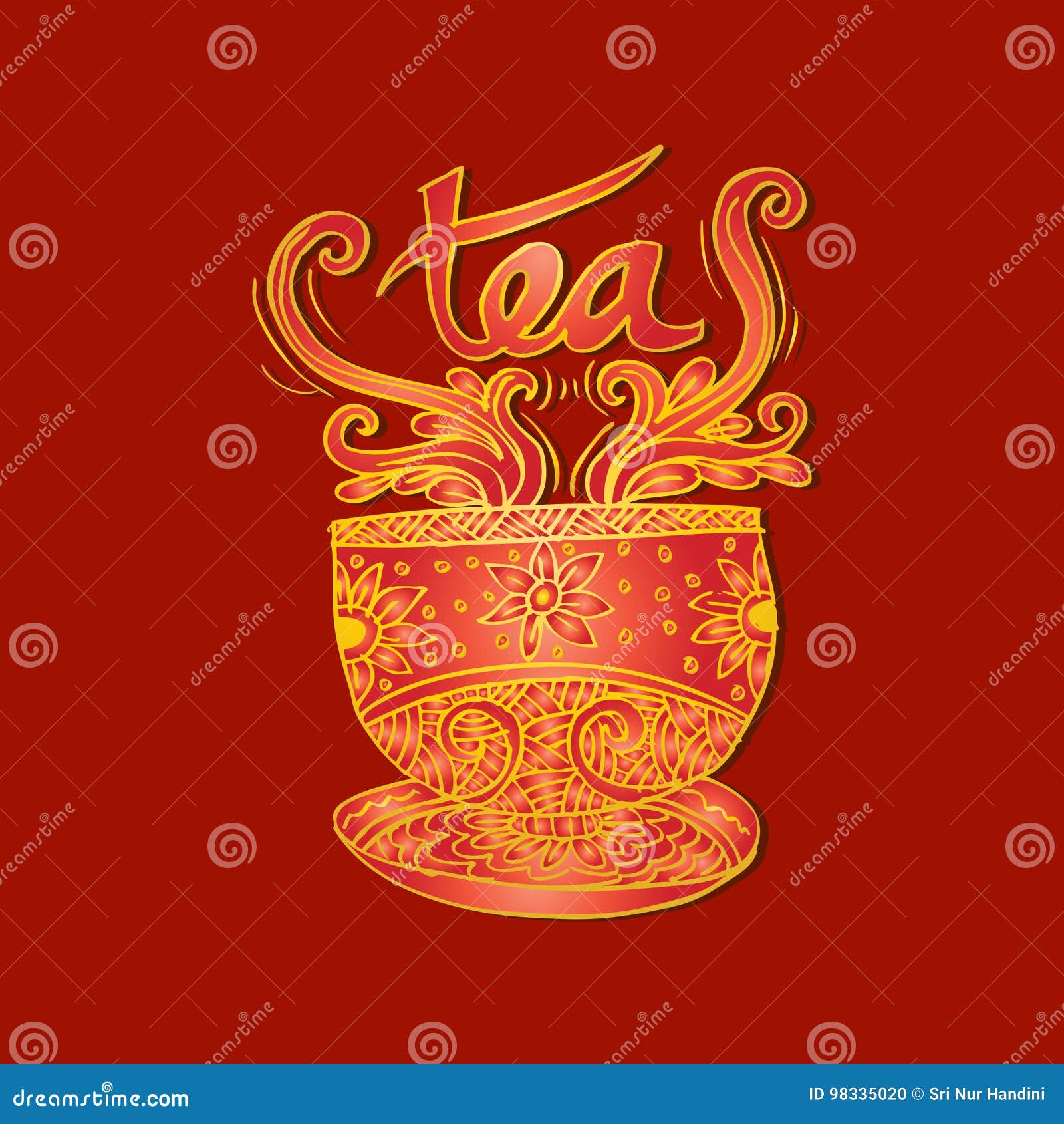 Tea Cup with Abstract Ornament. Stock Vector - Illustration of graphic ...