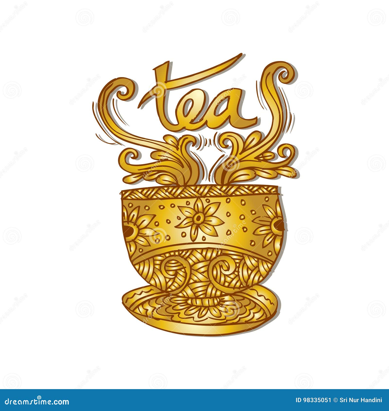 Tea Cup with Abstract Ornament. Stock Illustration - Illustration of ...