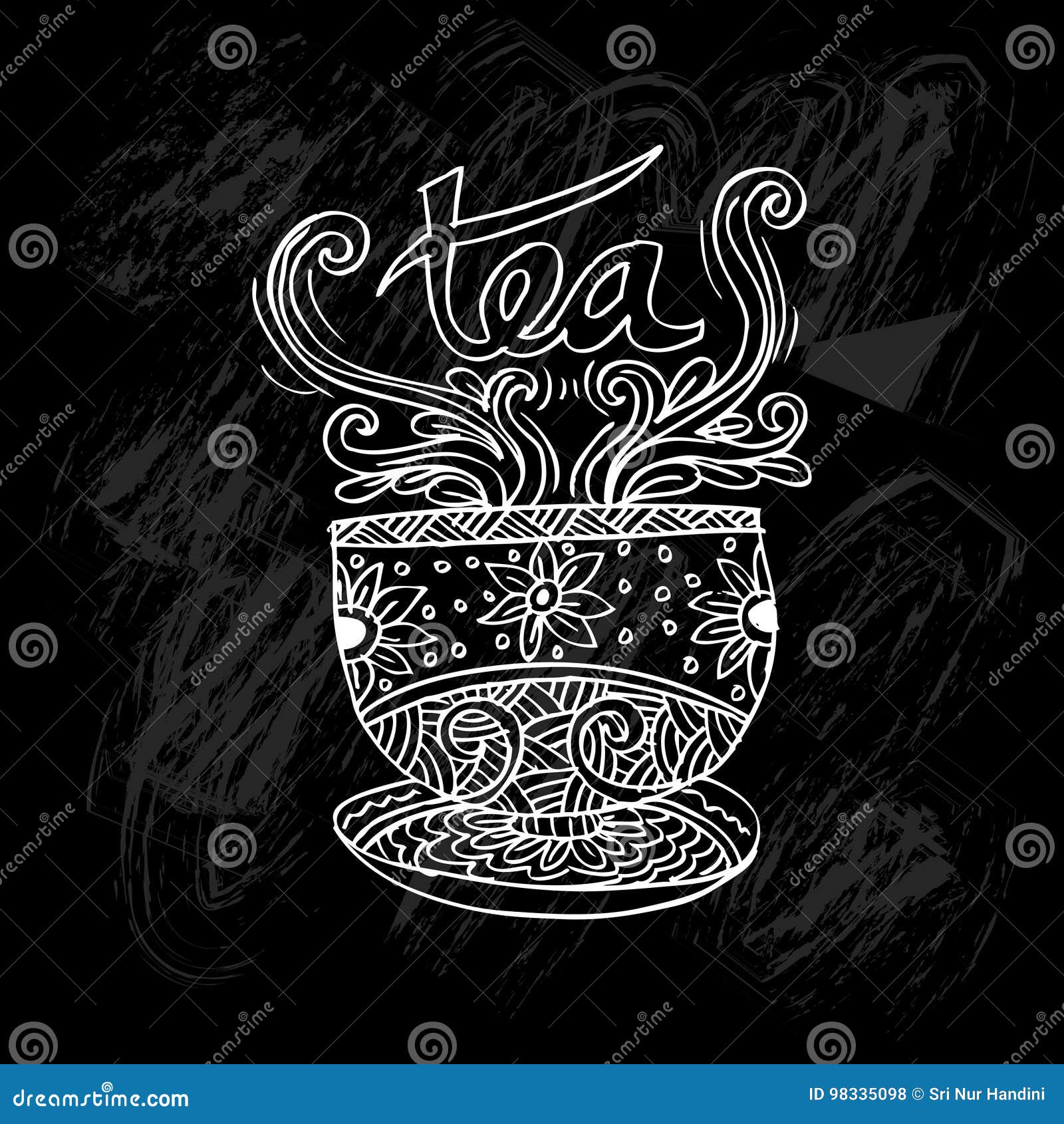 Tea Cup with Abstract Ornament. Stock Illustration - Illustration of ...
