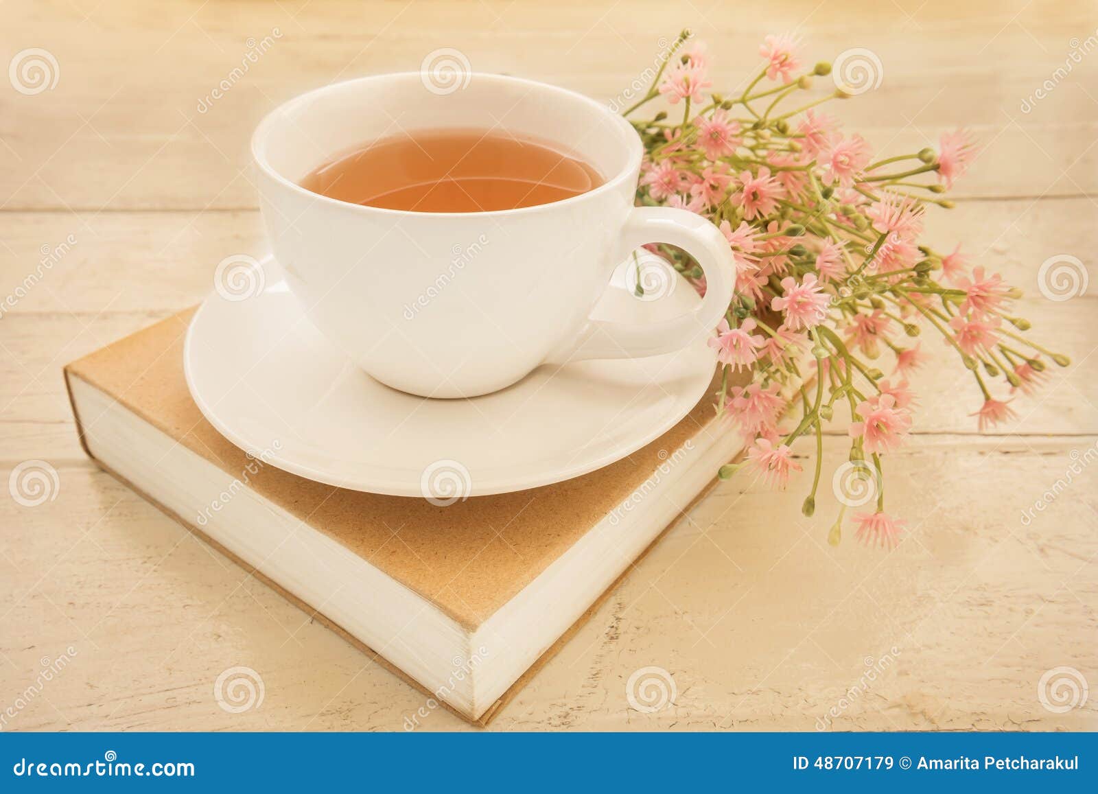Tea Cup on Book, Vintage Style Light Stock Image - Image of beverage ...