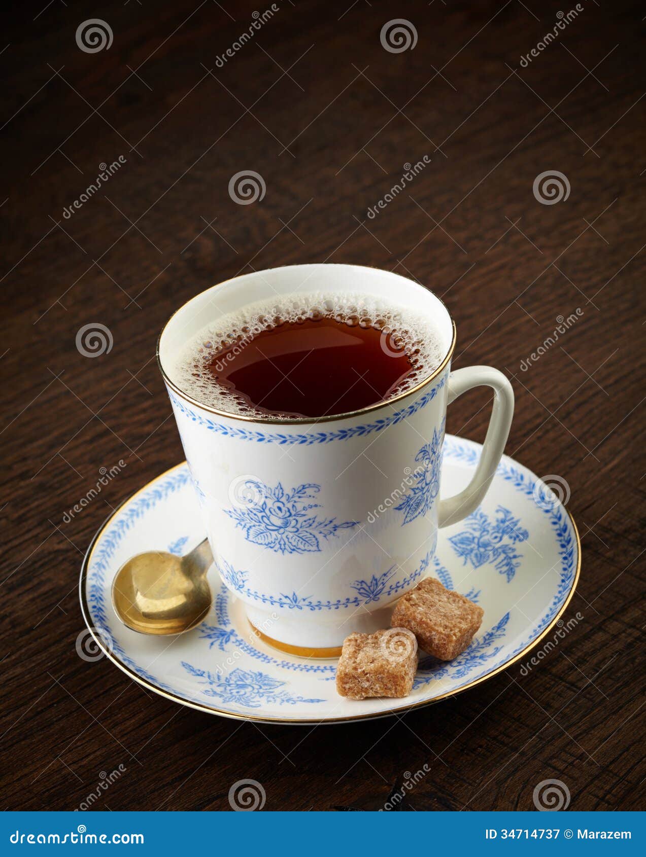 Tea Cup and Brown Sugar Cubes Stock Image - Image of close, foam: 34714737