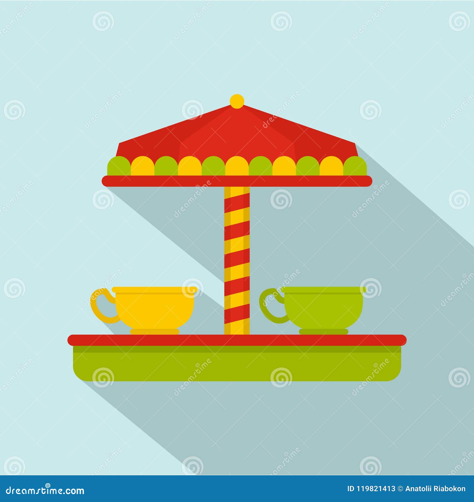 Tea Cup Carousel Icon, Flat Style Stock Vector - Illustration of ...