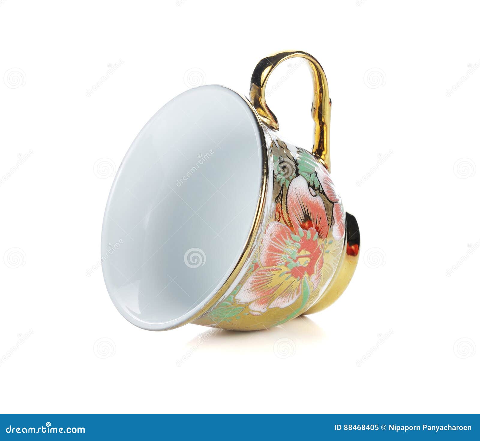 Tea cup empty stock image. Image of pattern, golden, horizontal - 88468405