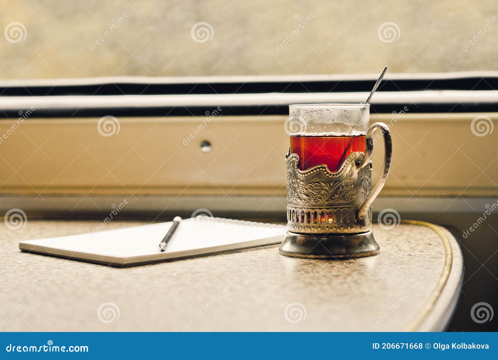 Tea in a Cup Holder on the Train Stock Photo - Image of ussr, bright ...