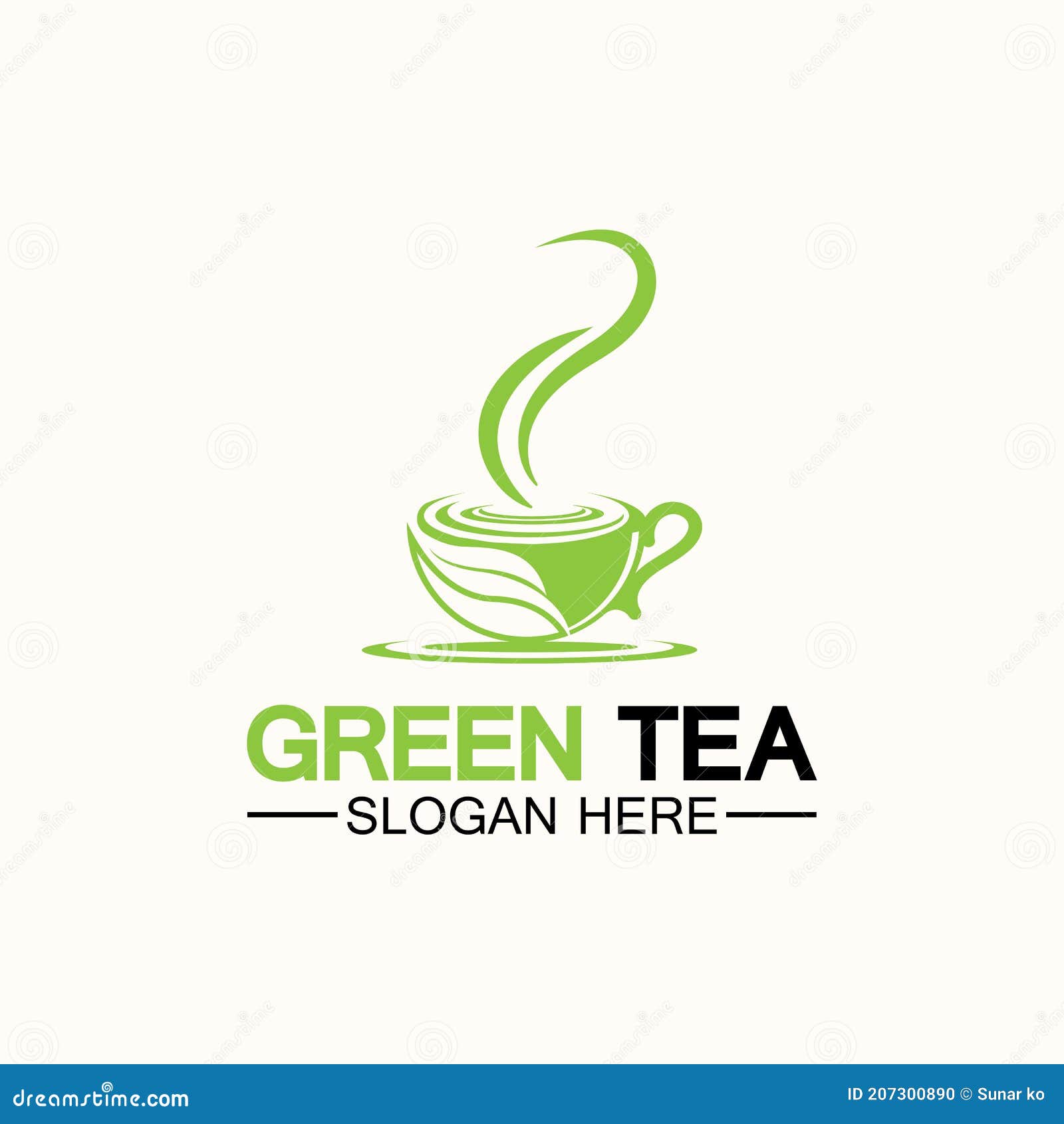 Tea Cup Logo Vector Design.Green Tea Vector Logo Template Stock Vector ...