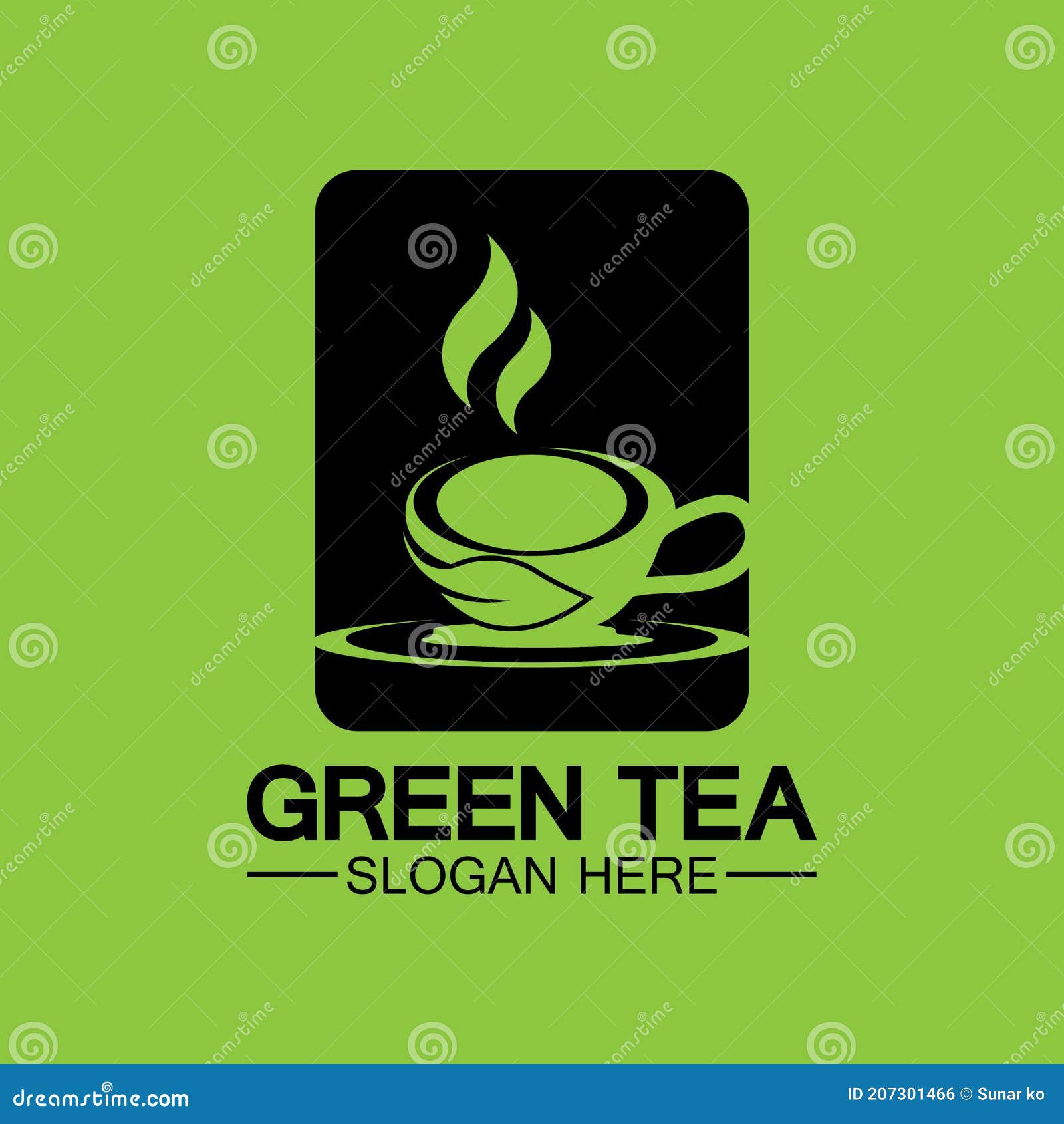 Tea Cup Logo Vector Design.Green Tea Vector Logo Template Stock Vector ...