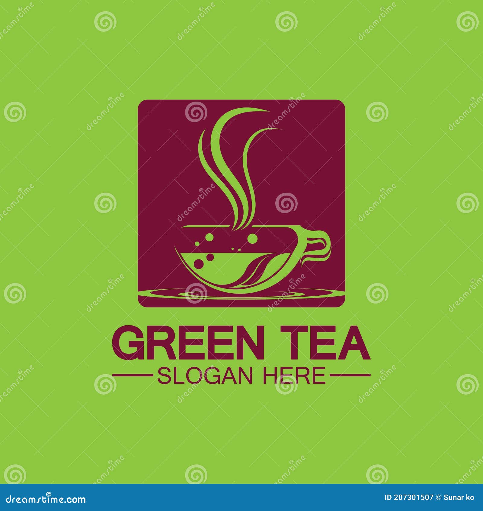 Tea Cup Logo Vector Design.Green Tea Vector Logo Template Stock Vector ...