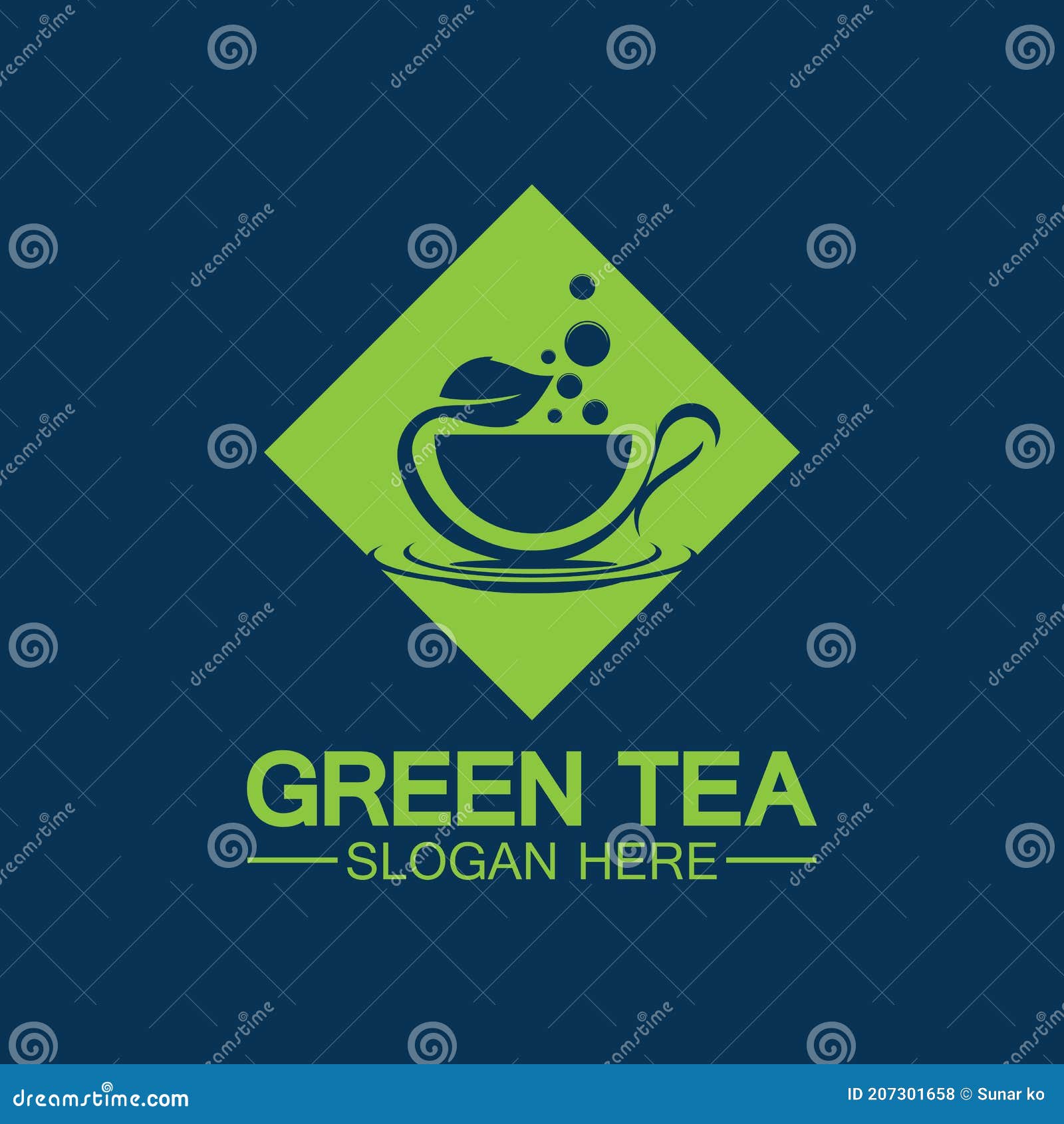 Tea Cup Logo Vector Design.Green Tea Vector Logo Template Stock Vector ...