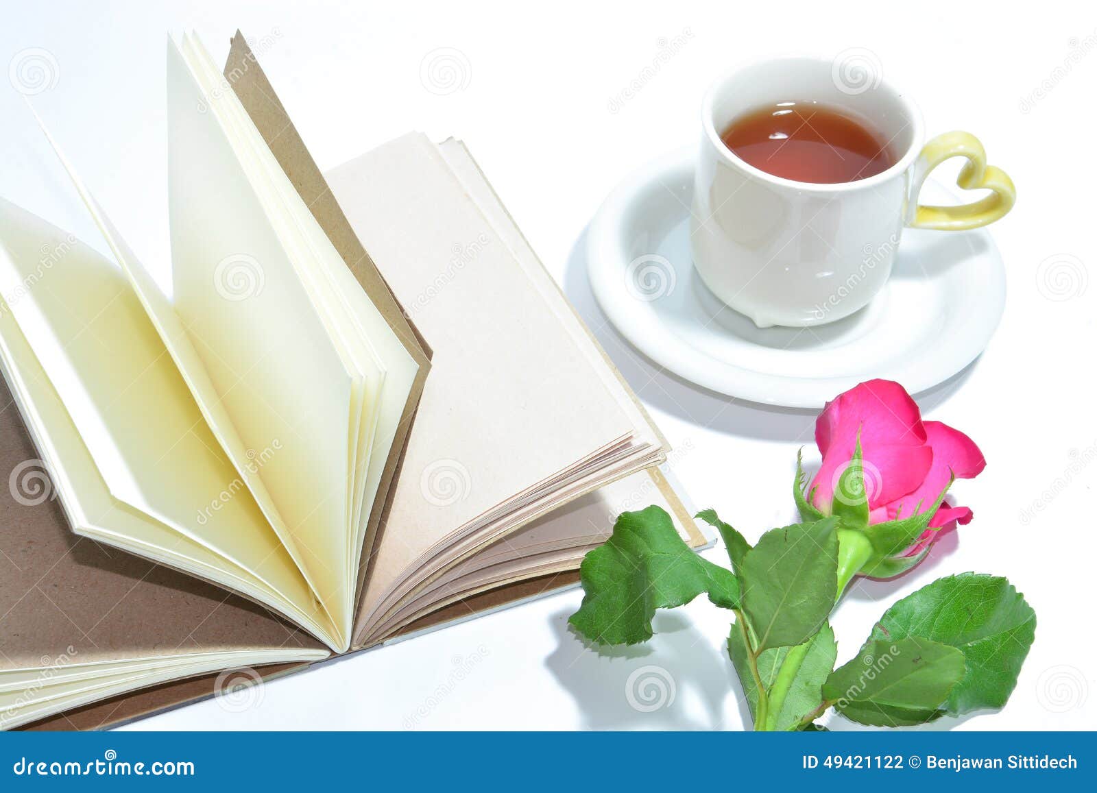 Tea Cup of Love , Handmade Book and Pink Rose Stock Photo - Image of ...