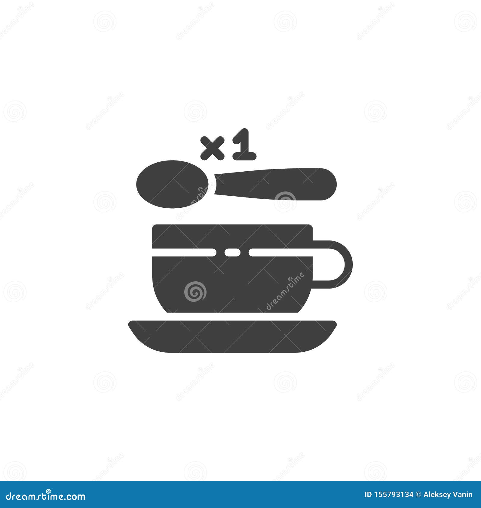 Tea Cup with One Spoon of Sugar Vector Icon Stock Vector - Illustration ...
