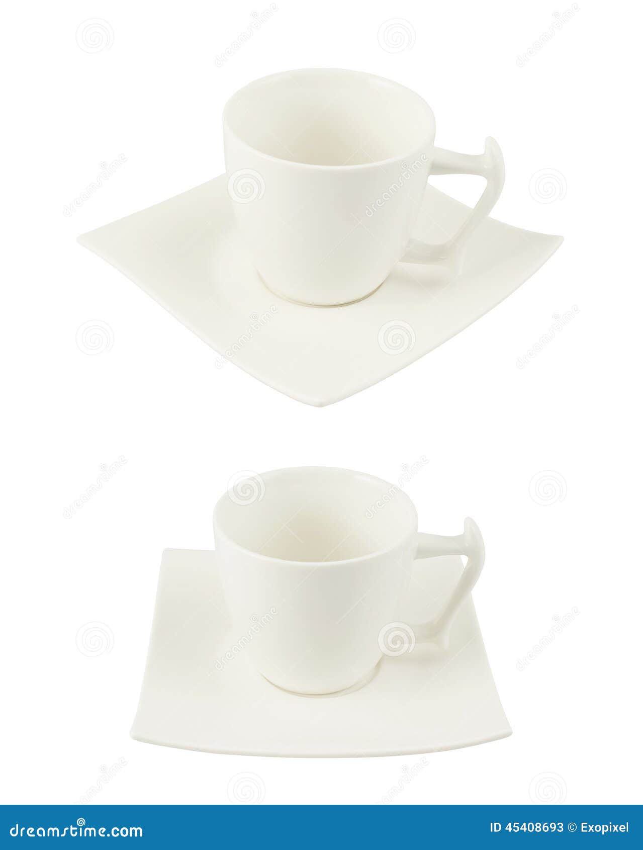 Tea Cup Over a Square Plate Isolated Stock Image - Image of empty ...