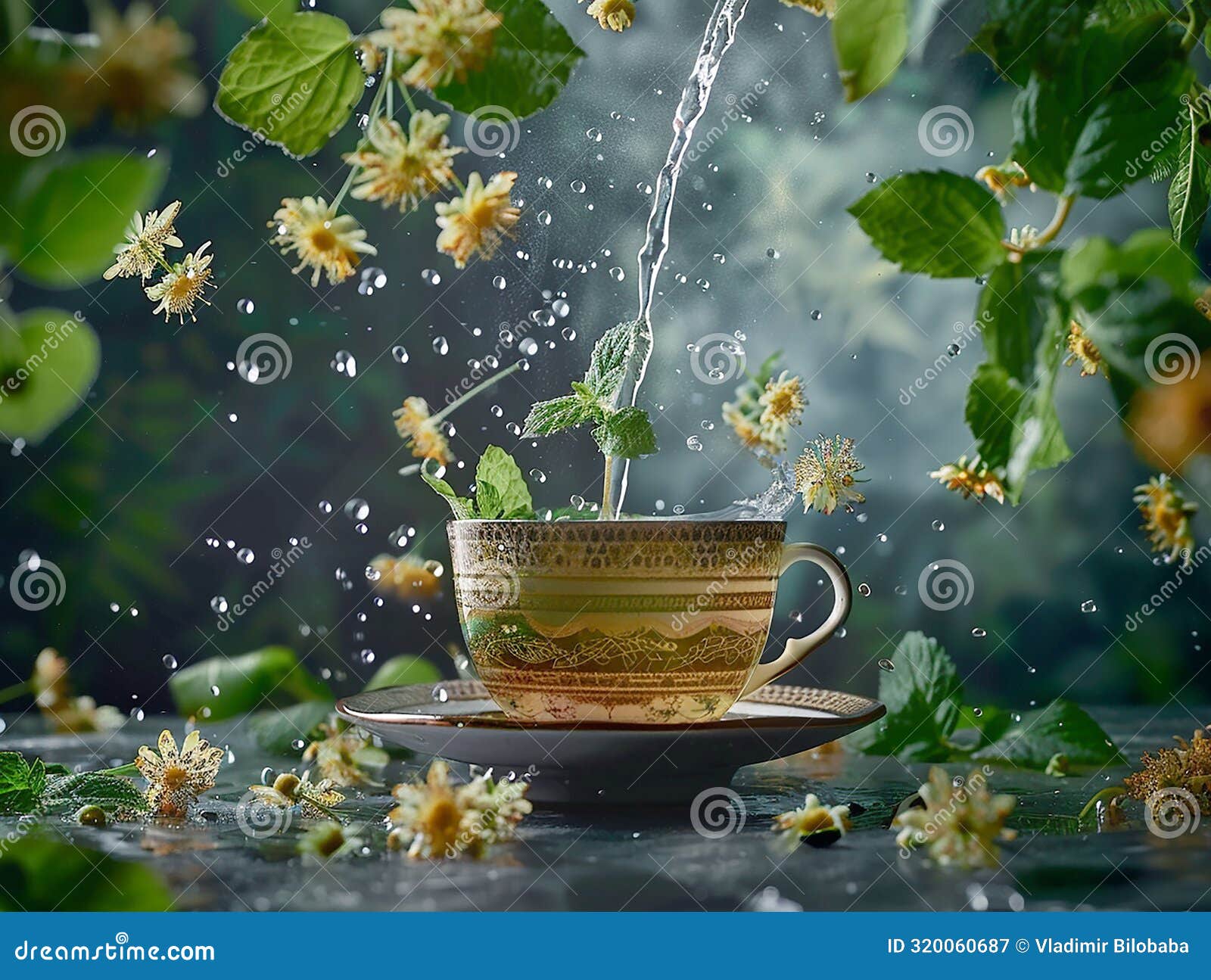 Tea Cup Overflowing with Water Stock Illustration - Illustration of ...