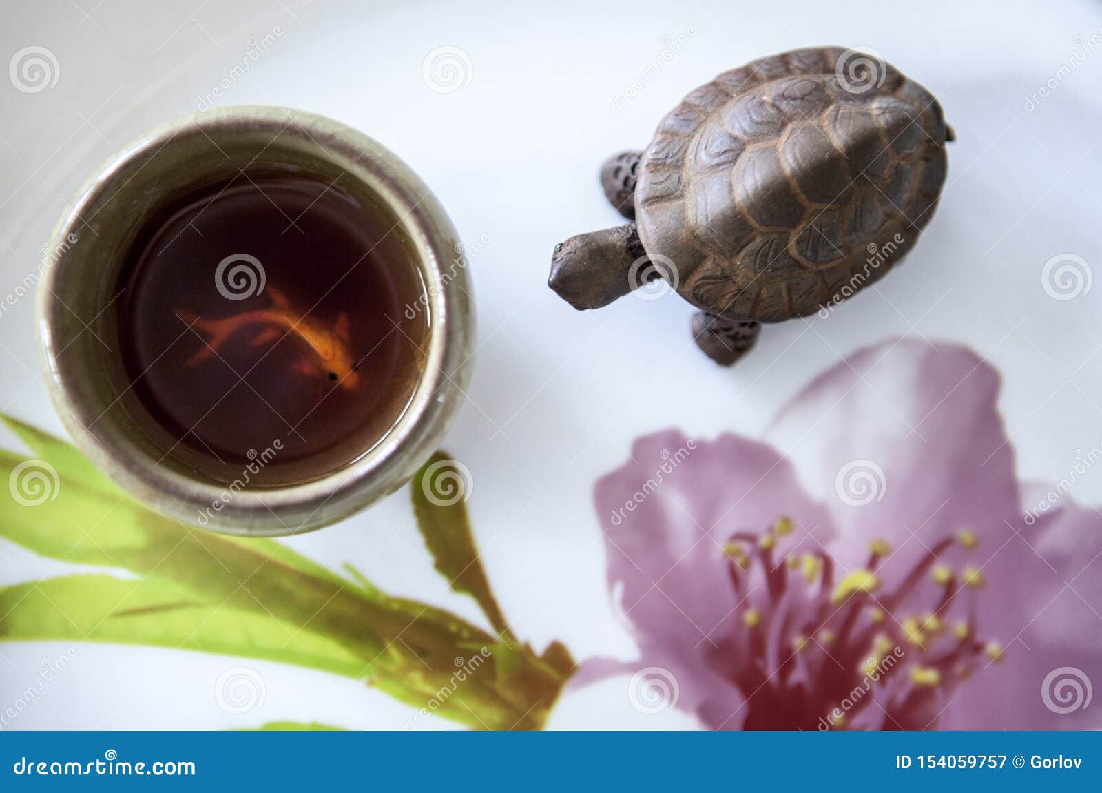 Tea Cup Plate Ceramic Turtle Stock Image - Image of closeup, puer ...