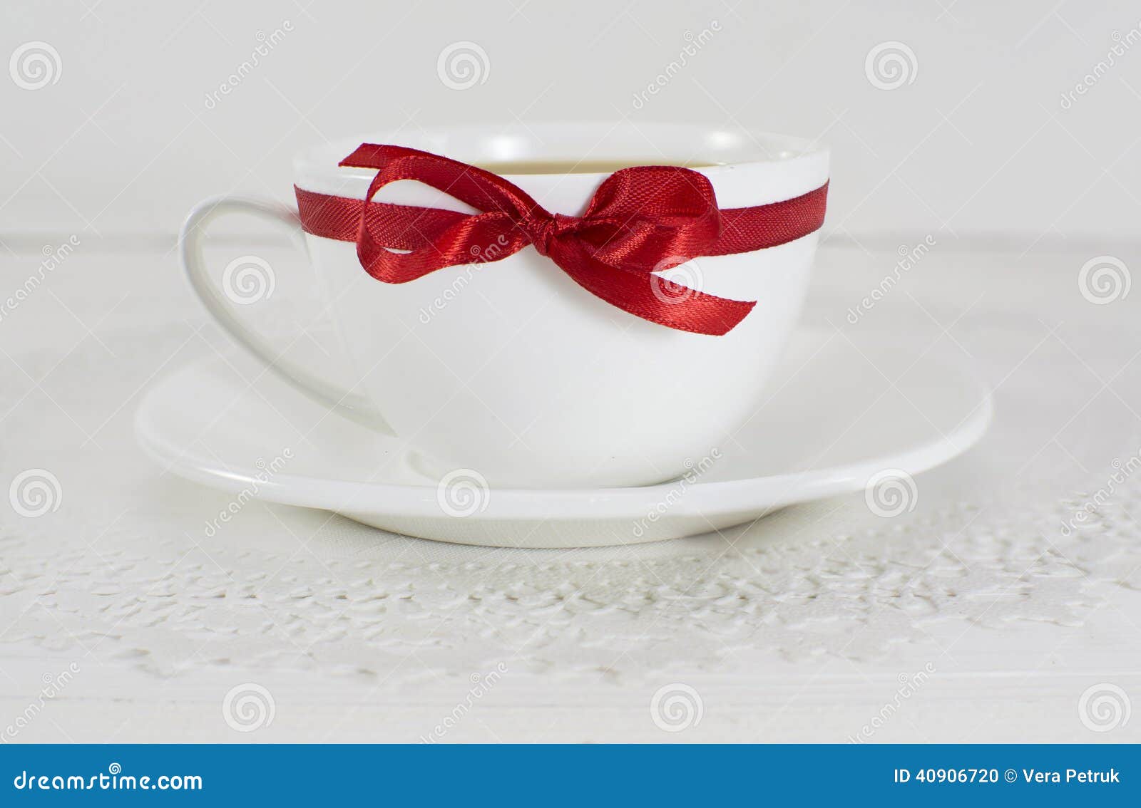 Tea cup with red bow stock photo. Image of happy, beauty - 40906720