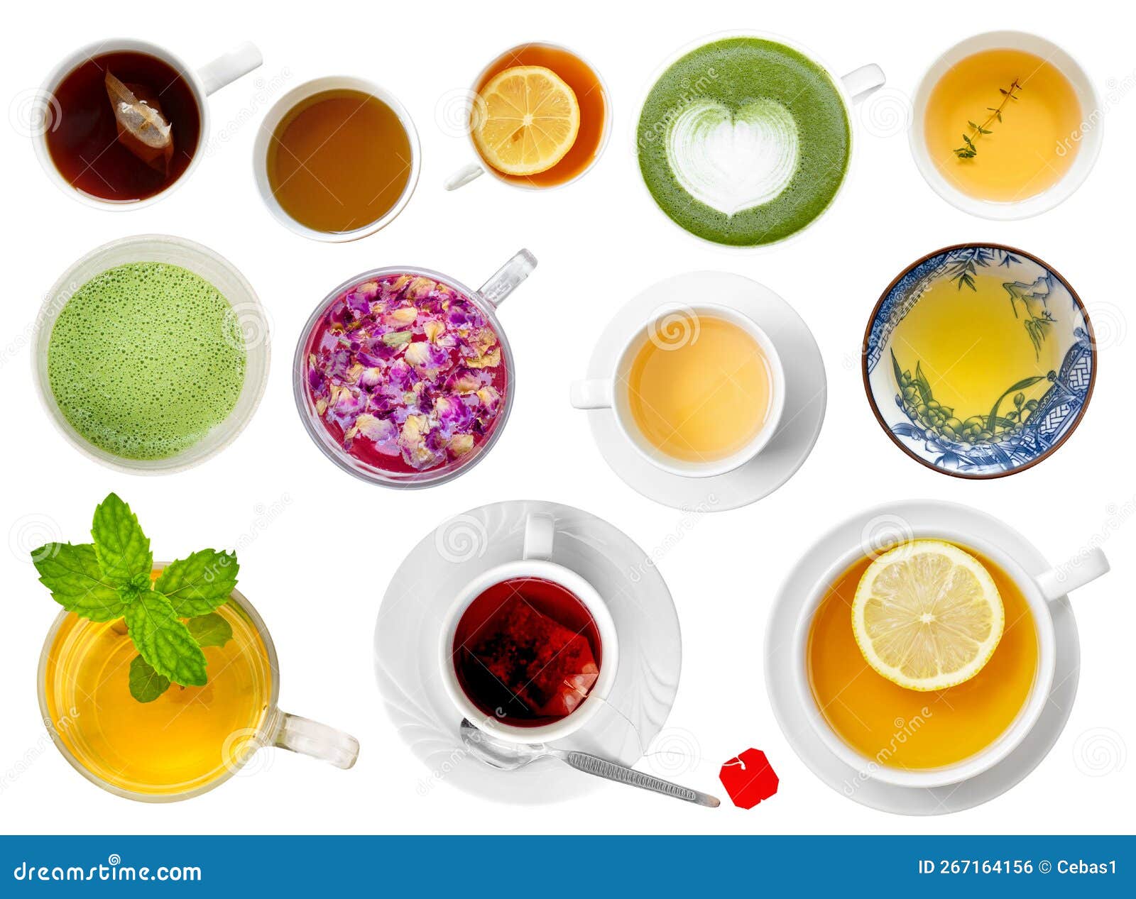 Tea Cup Set Isolated Top View Stock Photo - Image of porcelain ...