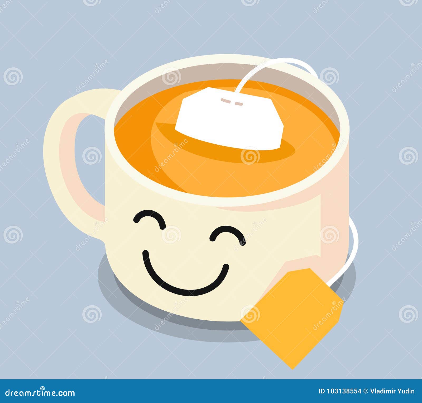 Tea cup with smiley face. stock vector. Illustration of happy - 103138554