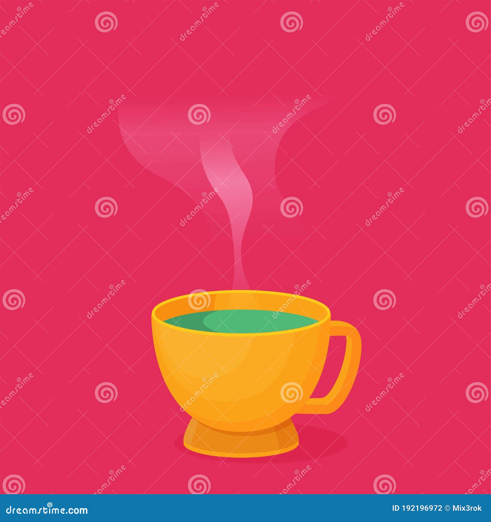 Tea Cup with Smoke. Flat Vector Isolated on Color Background Stock ...