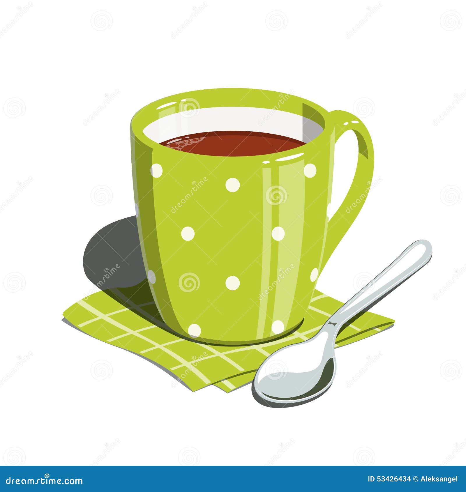 Tea cup and spoon stock illustration. Illustration of fragrant - 53426434