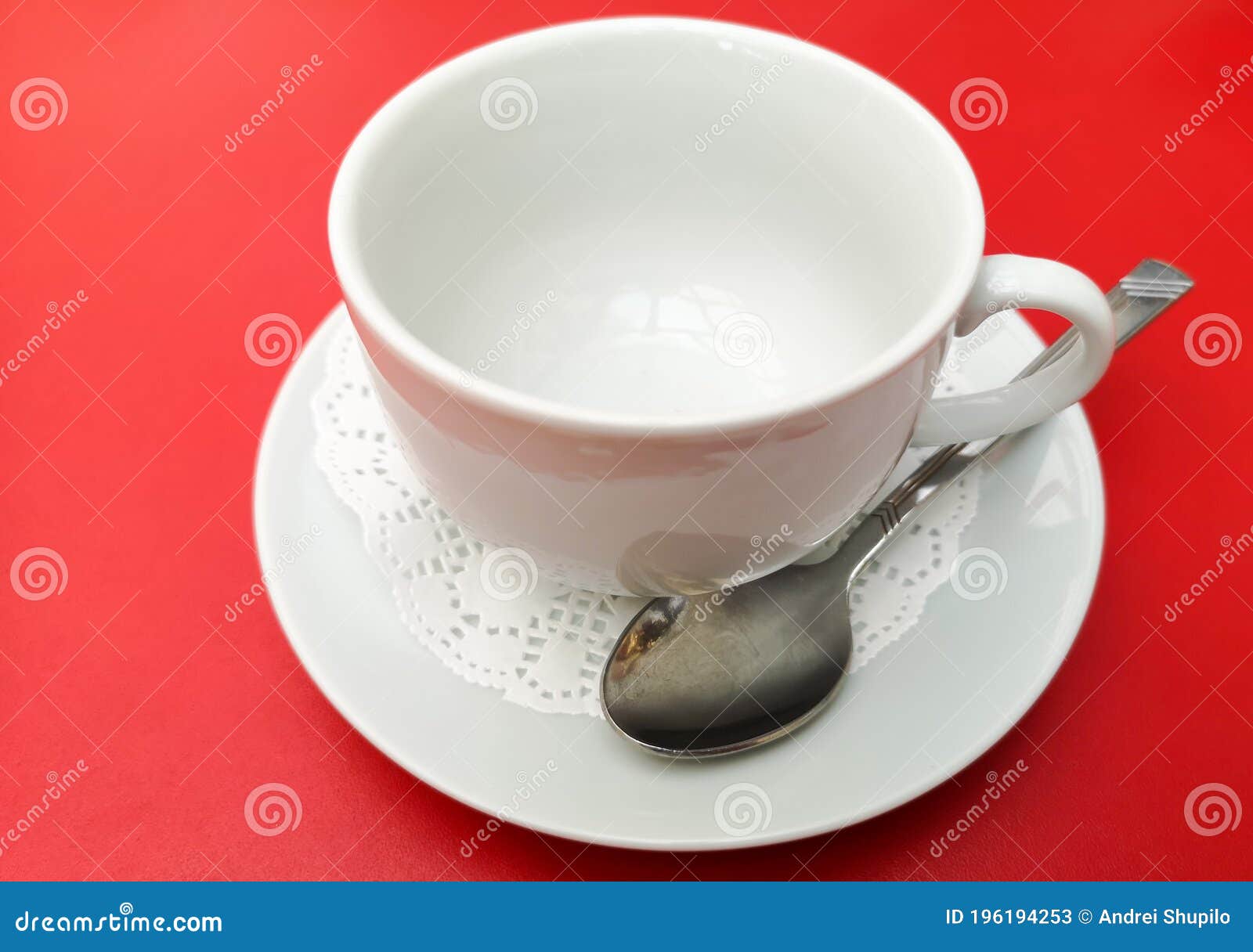 A Tea Cup with a Spoon on a Red Stock Image - Image of black, fresh ...