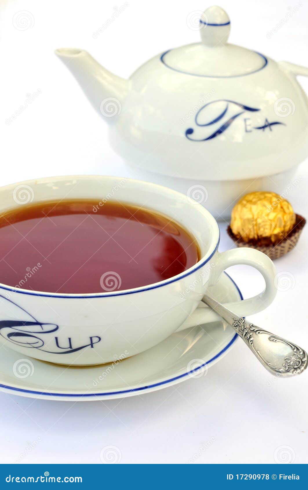 Tea cup, spoon, teapot stock photo. Image of food, spoon - 17290978