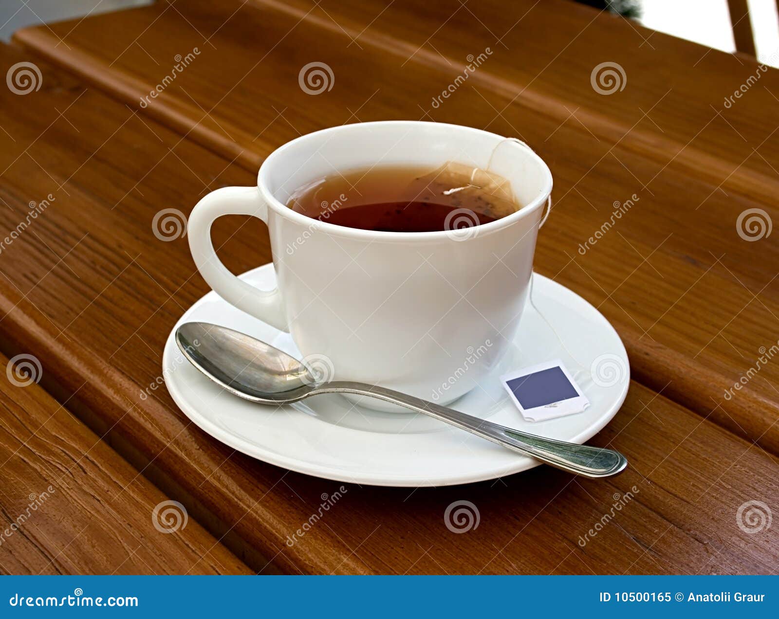 Tea, Cup, Spoon, Wood, Table Stock Image - Image of color, dishes: 10500165
