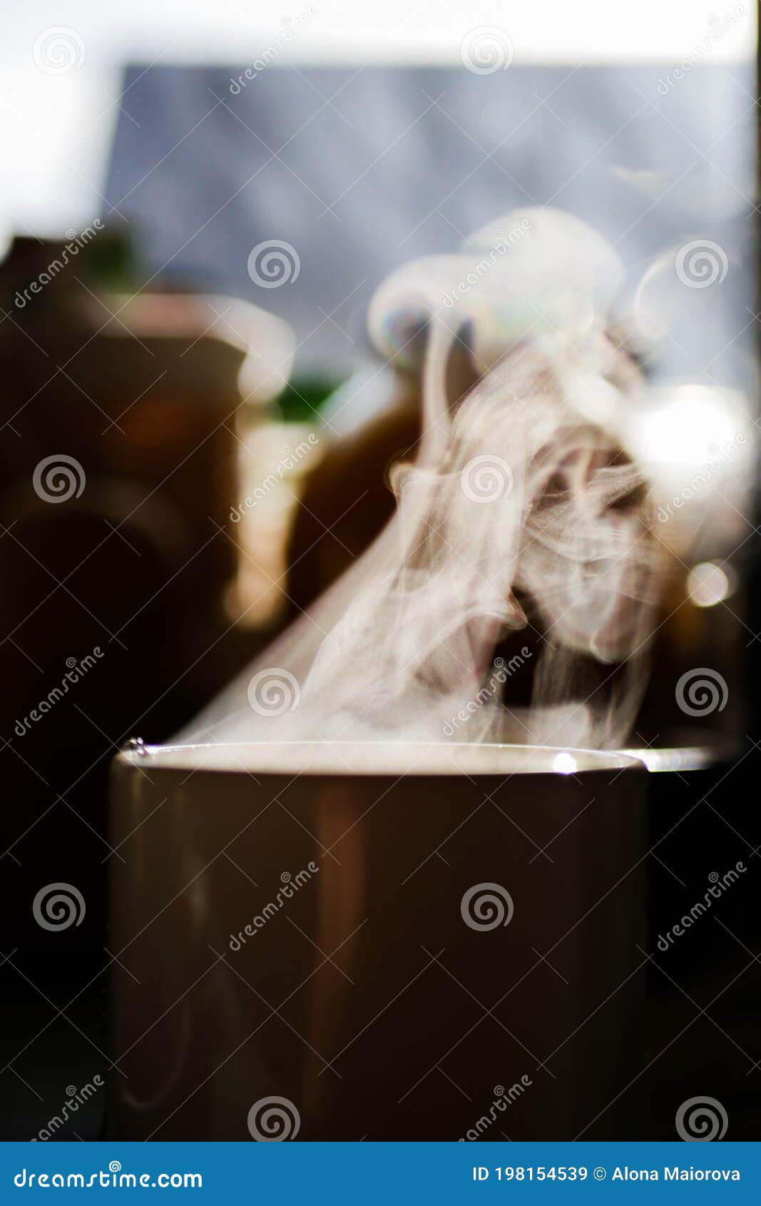 Tea cup with steam. stock image. Image of cooking, vapor - 198154539