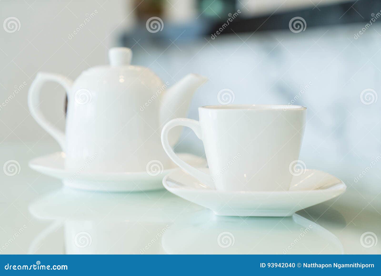 Tea cup on the table stock photo. Image of fresh, wooden - 93942040
