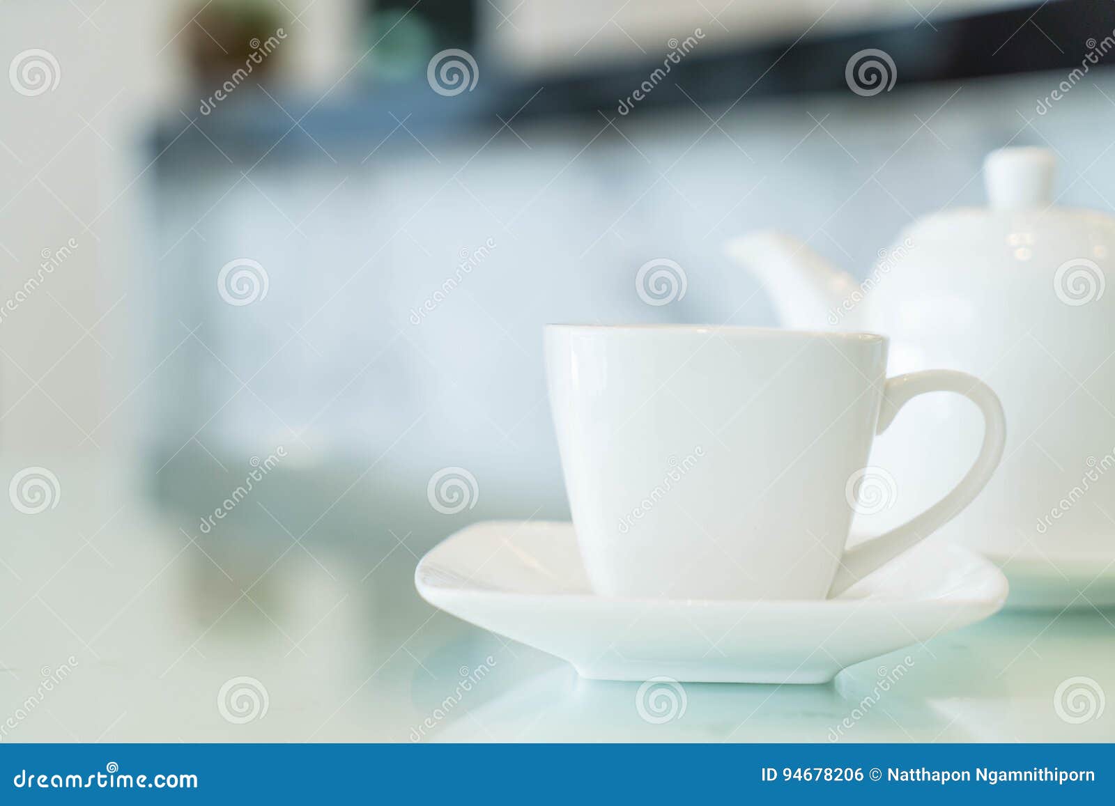 Tea cup on the table stock photo. Image of wooden, break - 94678206