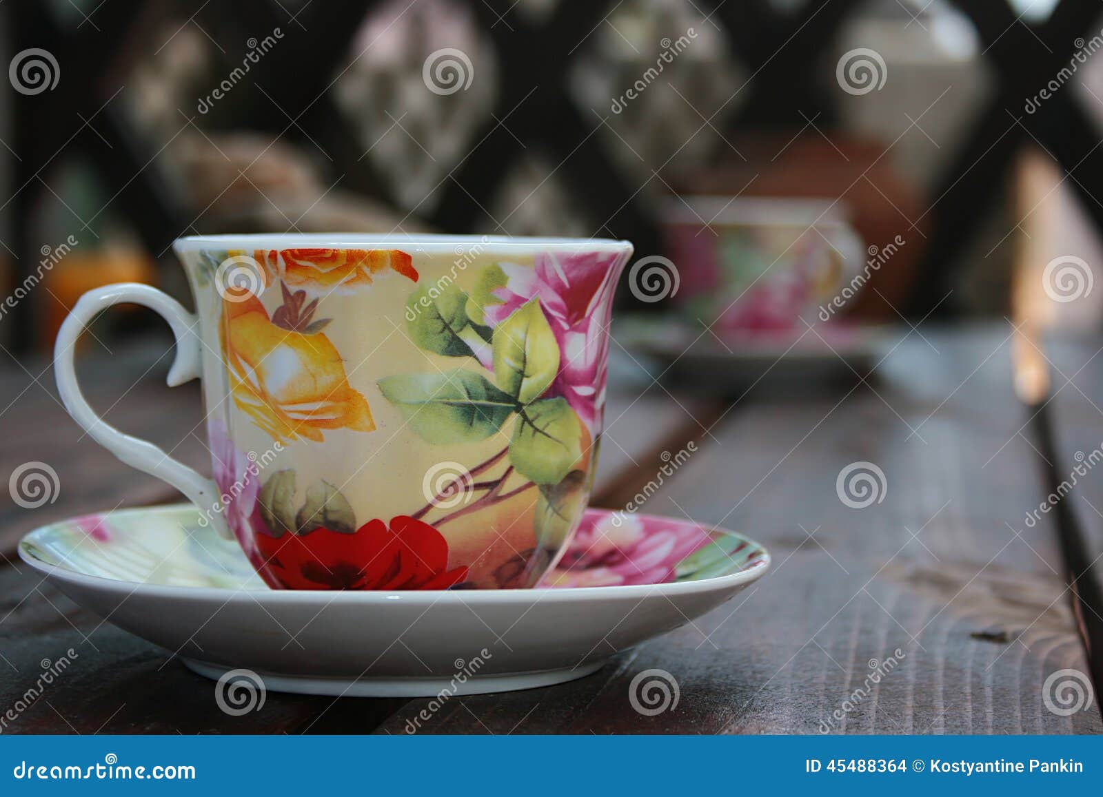 Tea cup on the table stock photo. Image of cappuccino - 45488364